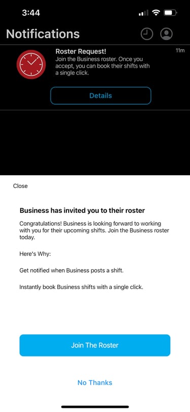 What is a roster request?